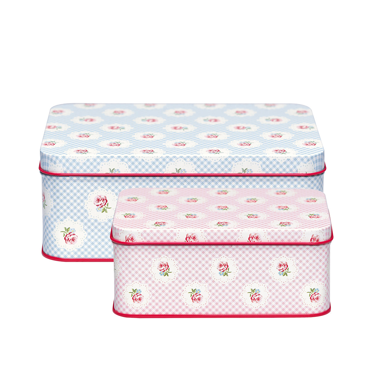 GreenGate Tin Rectangular Box Tammie Pale Blue Set Of 2 (largest 7 x 1 ...